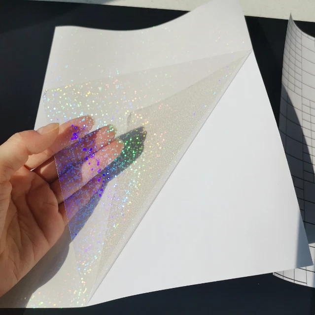 45 SHEETS LASER Holographic Label Sticker Paper Clear Vinyl Laminating ...