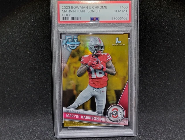 MARVIN HARRISON JR 2023 Bowman Chrome U 1st #100 GOLD Rookie PSA 10 $269.99 - PicClick CA