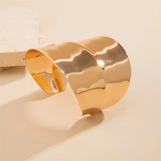 PUNK SMOOTH METAL Wide Open Cuff Bracelets & Bangles For Women Jewelry ...