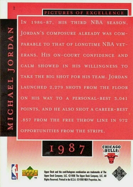 1998 UPPER DECK Michael Jordan Retro Mjs Career Collection #2 ...
