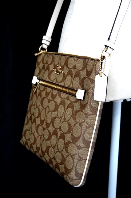 NEW COACH ROWAN File Bag Signature Canvas Brown/Off White Crossbody ...