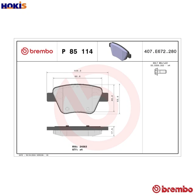 BRAKE PAD SET DISC BRAKE P 85 114X FOR SKODA OCTAVIA/II/Combi/III LAURA ...