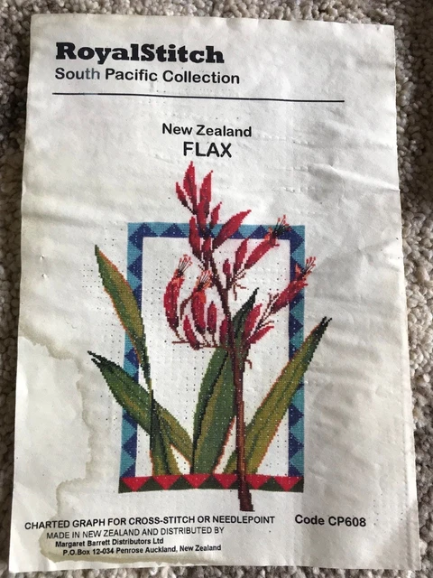 CHRISSIE DAVIES NZ royal stitch south pacific New zealand flax cross ...