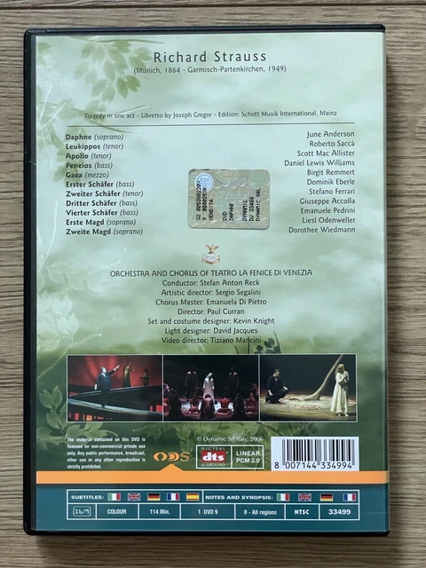RICHARD STRAUSS DAPHNE DVD June Anderson Roberto Saccà Scott Mac ...