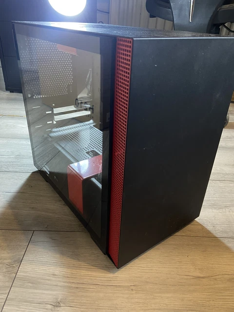 NZXT H210I MINI-ITX RGB Gaming Case PC - Black/Red Tempered Glass ...