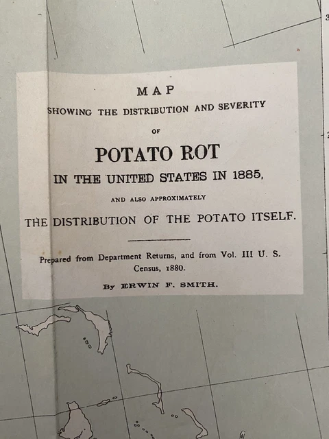 RARE 1885 US POTATO ROT MAP-Distribution & Severity Department Returns ...