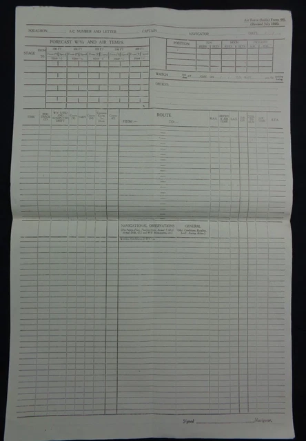 WW2 NAVIGATOR'S FLIGHT Sheet (Observations, Bombing, Enemy Action ...