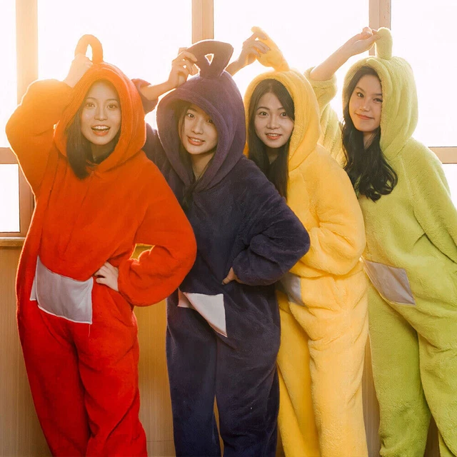 ADULT KIDS TELETUBBIES Costume Disi Onesis Lala Cosplay Jumpsuit Pajama ...
