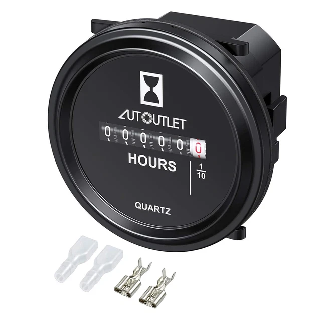 QUARTZ HOUR METER 6V-80V, 12 Volt Hour Meter round Waterproof Hour ...