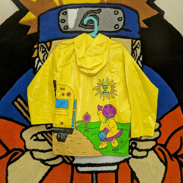 VINTAGE 1990S KIDS Barney The Dinosaur Rain Coat Jacket 6 £37.32 ...