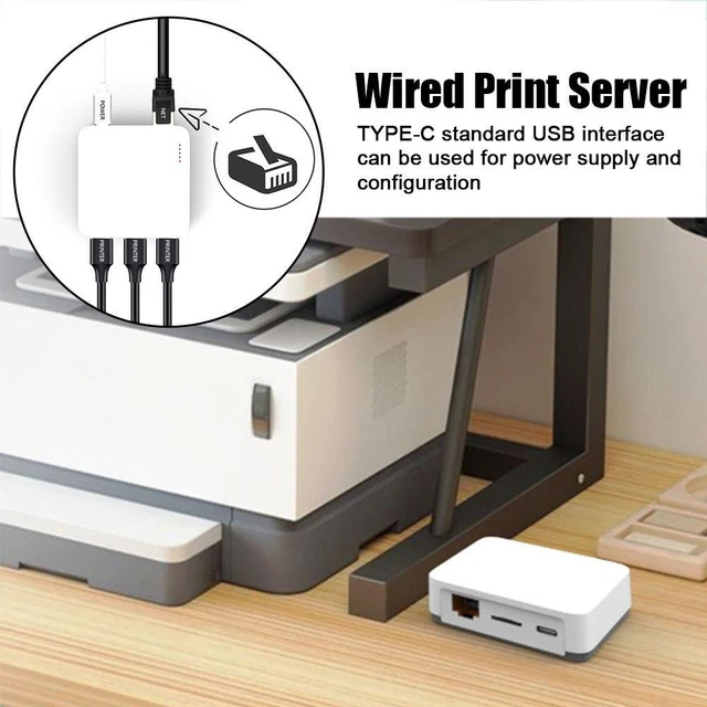PRINT SERVER WIRED 3-port USB Printer Sharer For Mobile Phone Computer ...