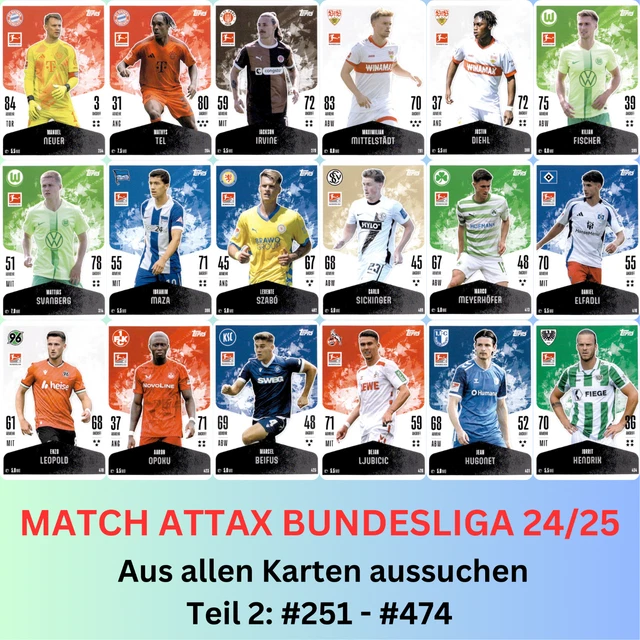 TOPPS MATCH ATTAX Bundesliga 2024/2025 -Einzelkarten zum Aussuchen 251-474 24/25 EUR 1,00 ...
