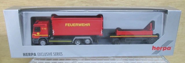 HERPA 1:87: MB Actros Hängerzug Container "Feuerwehr Hamburg" HH-2971 in OVP EUR 59,95 - PicClick DE