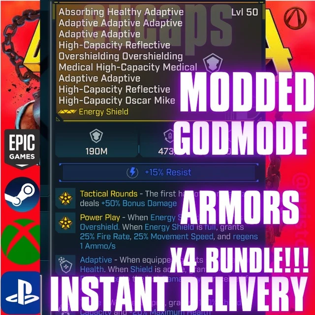 BORDERLANDS 4 | x4 MODDED GODMODE SHIELD ARMOR BUNDLE | XBOX, PS5, PC £3.99 - PicClick UK