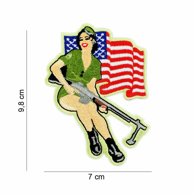 ÉCUSSON PATCH US Army D-Day Pinup Girl Flag BAR Pin-up USAAF USMC drapeau de la Seconde Guerre ...