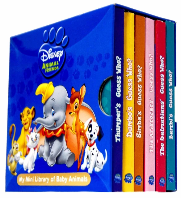 DISNEY ANIMAL FRIENDS Pocket Library 6 Board Books Collection Set (Baby ...