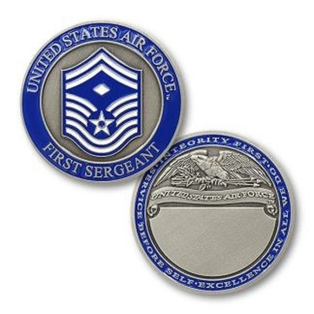 USAF AIR FORCE First Sergeant E-8 Engravable 1.75" Challenge Coin $39. ...