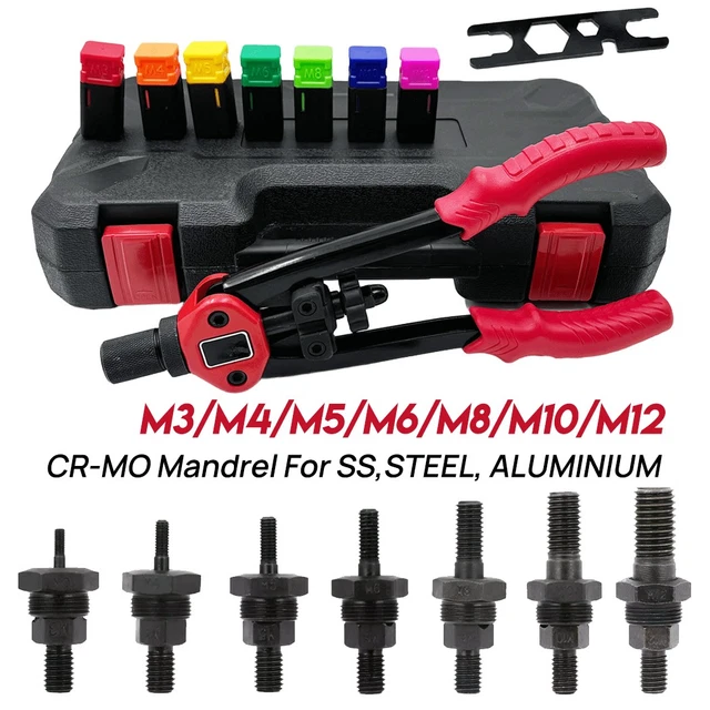 NUTSERT TOOL KIT 1660pcs Heavy Duty Rivnut Riveter Rivet Nut Gun M3-12 ...