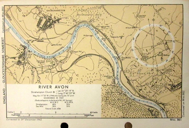1943 WW2 D DAY Admiralty Map Chart RIVER AVON Original ref:77 £12.00 ...