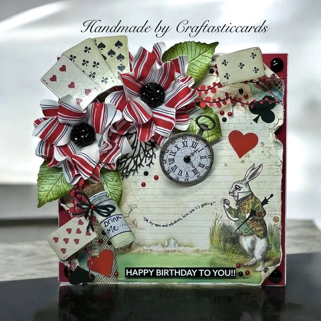 HANDMADE ALICE IN Wonderland Birthday Card, Luxury 3D Alice Greeting ...