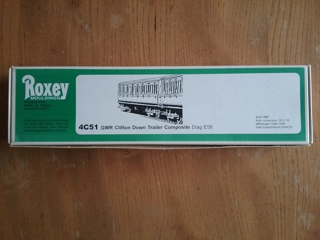 ROXEY MOULDINGS 4MM GWR Clifton Down Trailer Composite coach Kit 4C51 ...