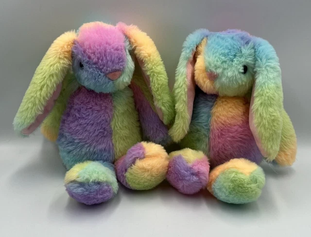 CARD FACTORY WITH Snuggles Rainbow Bunny Rabbits x Soft Comforter Plush ...