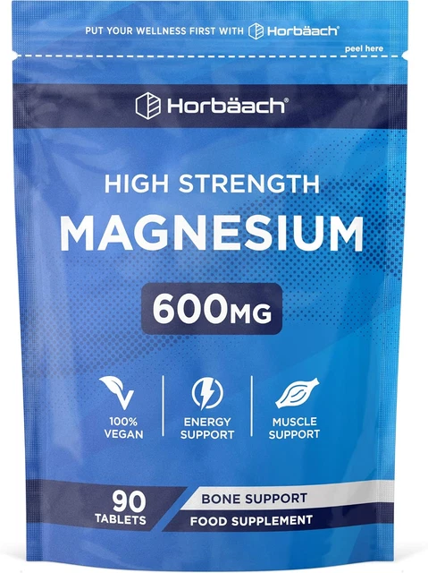 MAGNESIUM TABLETS 600MG | High Strength Elemental Magnesium Supplement ...
