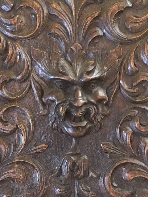 VICTORIAN ANTIQUE FACE Grotesque Head Wood Carving Panel £135.00 ...