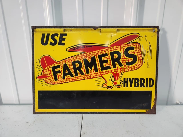 VINTAGE ORIGINAL FARMERS Seed Corn Sign Farm Feed Tractor John Deere ...