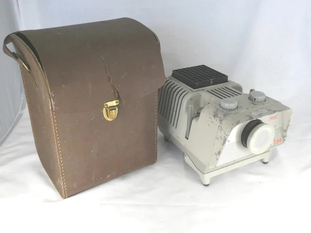 VINTAGE NORIS 500 Slide Projector 1960's With Brown Leather Carry Case ...