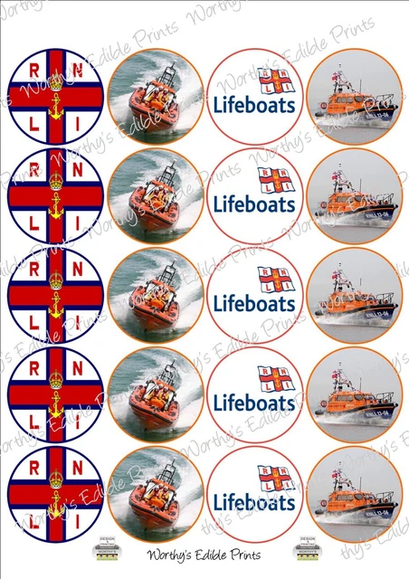 RNLI LIFEBOAT CUPCAKE Toppers Edible Icing Sheet 20 x 5cm (1) £8.95 ...