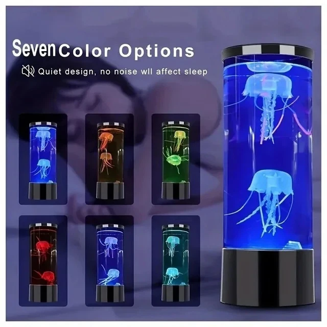 JELLYFISH LAVA LAMP, Aquarium Ocean Night Lights，7Colors LED Jellyfish ...