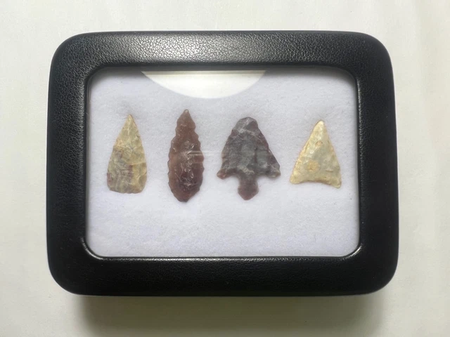 STONE AGE ANCIENT Neolithic Stone Arrowheads In Display Case! £38.50 ...