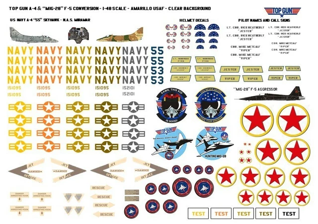 1:48 TOP GUN A-4 Skyhawk & “MIG-28” F-5 Conversion Decals £8.00 ...