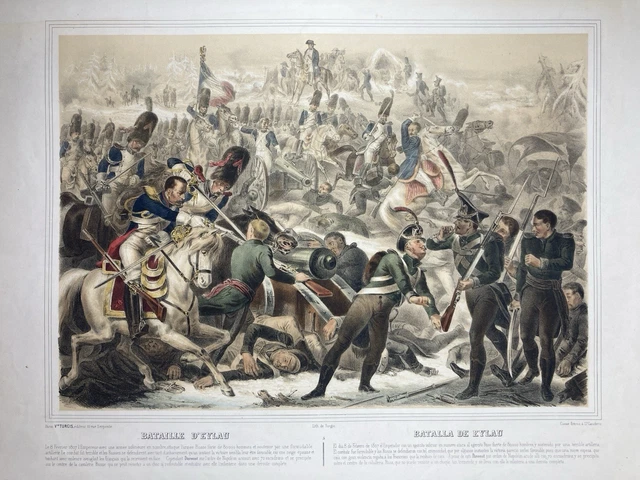 LITHOGRAPHIE COULEURS BATAILLE D’EYLAU. NAPOLÉON Ier. Turgis Casse ...