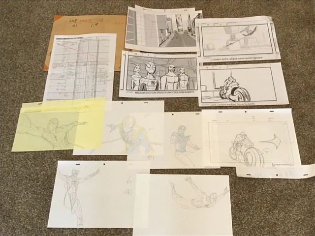 MARVEL SPIDER-MAN ORIGINAL Animation Production Drawings Model Sheets ...