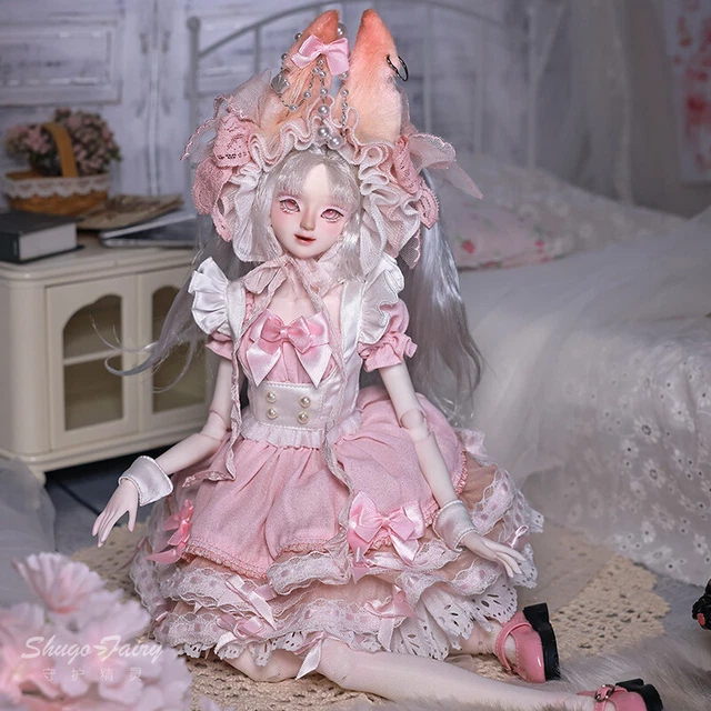 1/4 BJD DOLL Lolita Dress Full Set with Face Makeup Eyes Wig Handmade ...