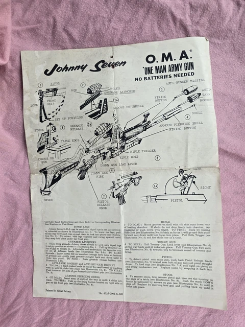 ORIGINAL JOHNNY SEVEN OMA Instruction One Man Army from 1964. £22.00 ...