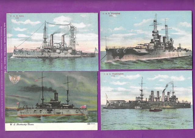 WW1 WORLD WAR one era U.S.military battleships/cruisers Postcards lot ...