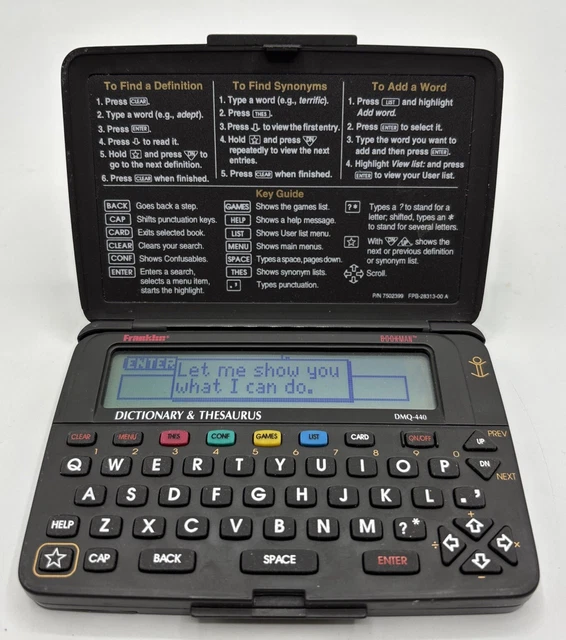 FRANKLIN DMQ-440 ELECTRONIC Collins Dictionary Thesaurus With Bookman ...