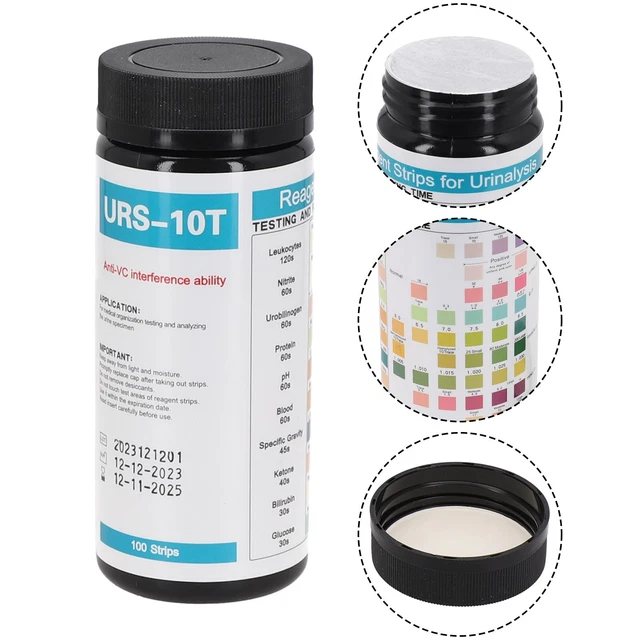 100 STRIPS URS-10T Reagent Urinalysis Strips 10 Parameters Urine Test ...