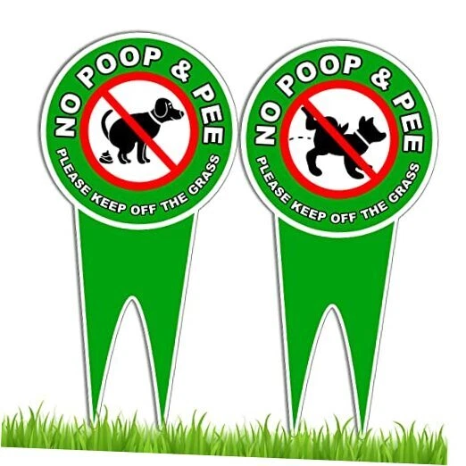 2 PC NO Dog Poop Signs for Yard - 12x6 Double Sided Dibond No Pooping ...