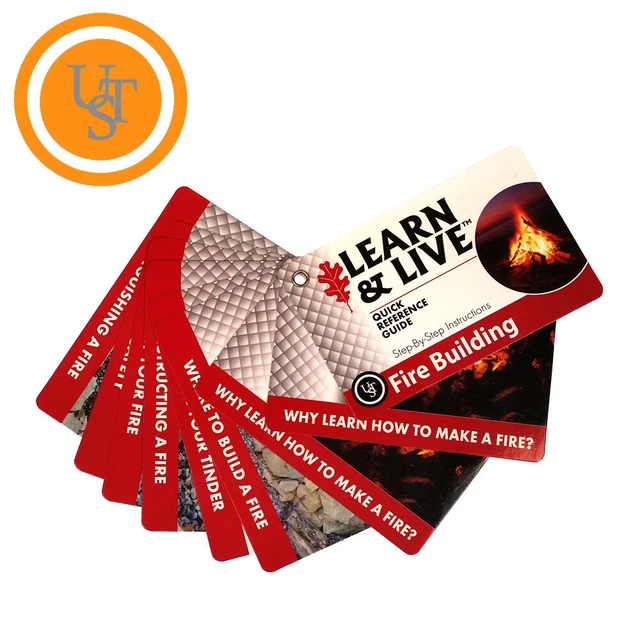 ULTIMATE SURVIVAL UST Live & Learn Fire Building Uses Reference Cards U ...