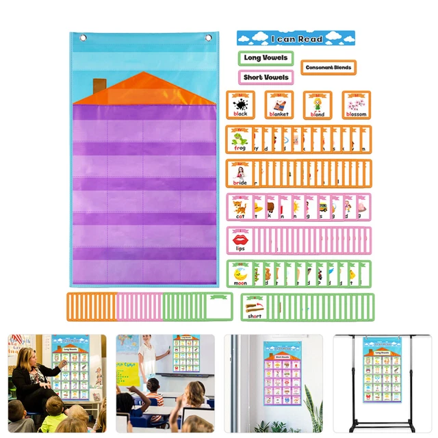 ALPHABET CENTER POCKET Chart Preschool Educational Posters Kids Letter ...