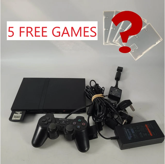 SONY PLAYSTATION PS2 Slim Black Console Bundle Controller 5 Games ...