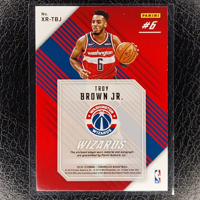 TROY BROWN JR /50 XR Rookie Jumbo Patch Auto 2018-19 Chronicles ...