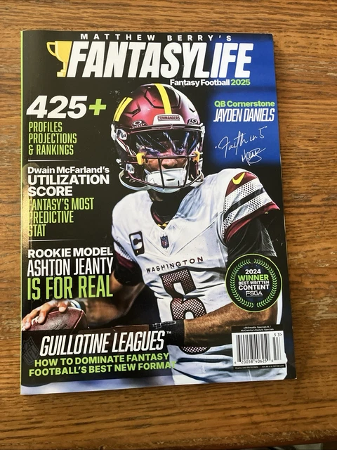 MATTHEW BERRY'S FANTASY LIFE NFL Football 2025 Magazine JAYDEN DANIELS ...