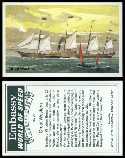 GREAT WESTERN #29 Embassy World Of Speed 1981 Wills Cigarette Card £0. ...