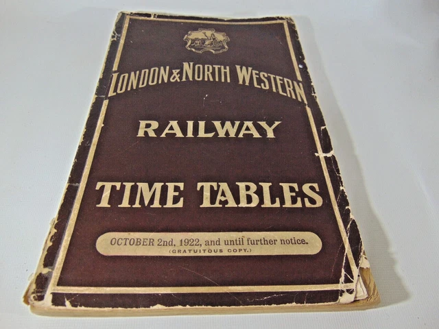 1922 L & NW Railway Time Table Train London & North Western Original ...