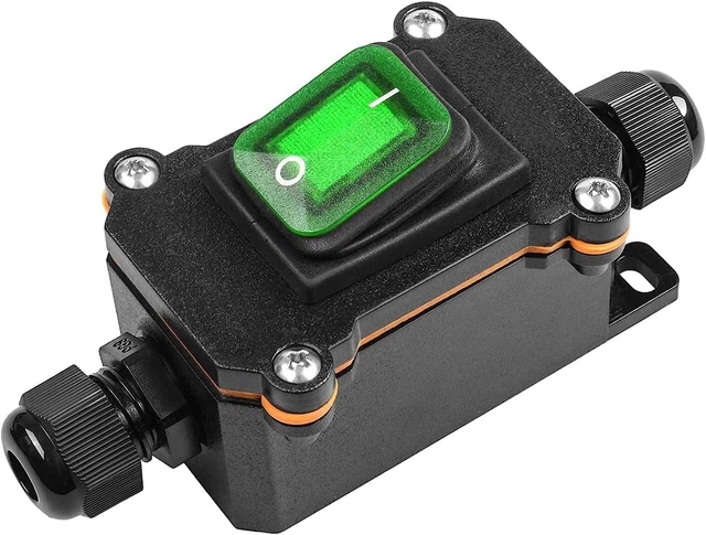 INLINE KABELSCHALTER WASSERDICHTER Wippschalter DPST 20A-12VDC/16A ...